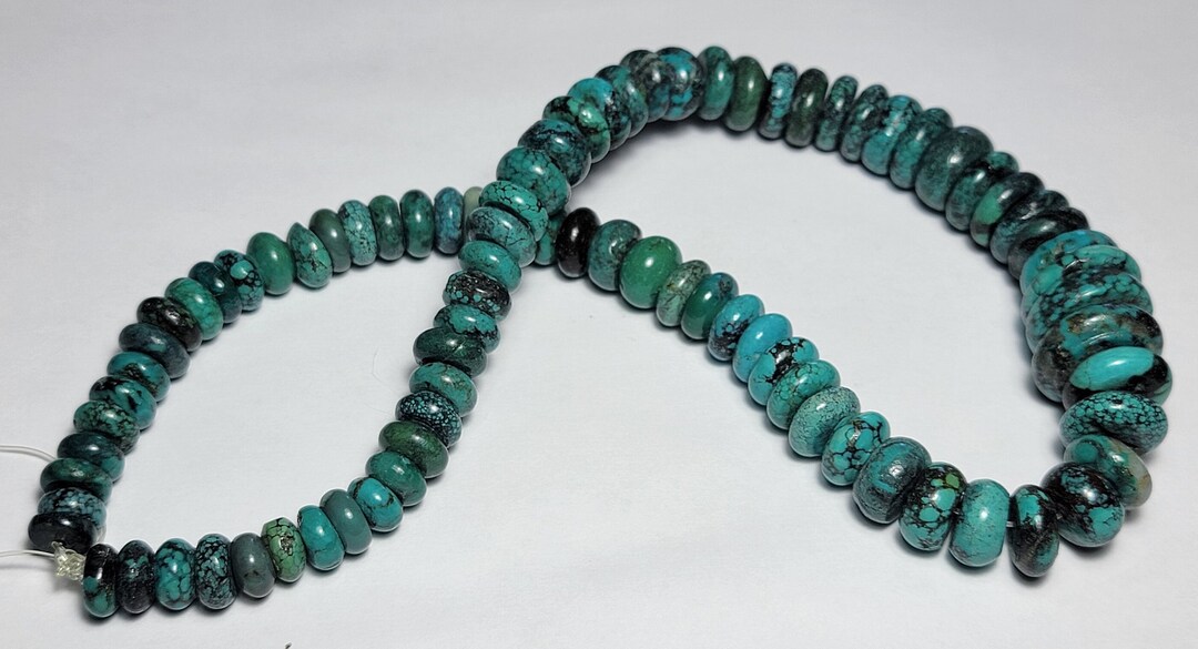 Authentic Natural Nevada Web Turquoise Strand Graduated Beads - 16in ...