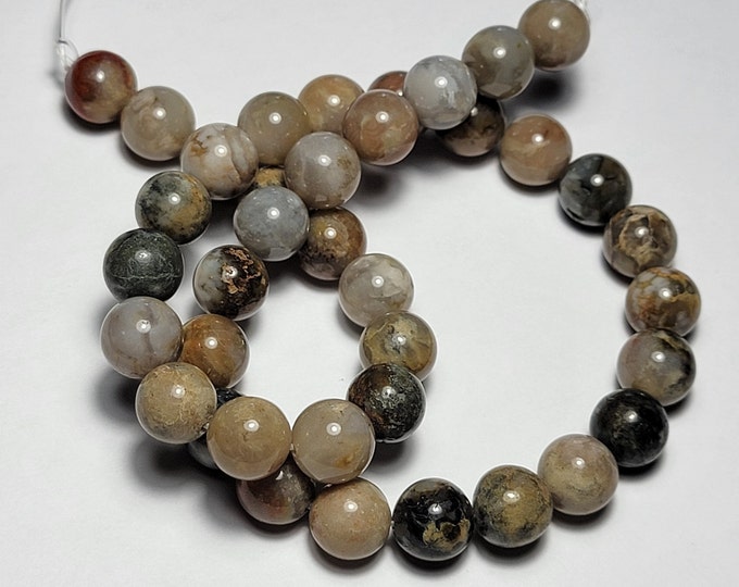 Strand of Coprolite Beads About 10mm Fossil DINOSAUR POOP Jurassic 55. ...