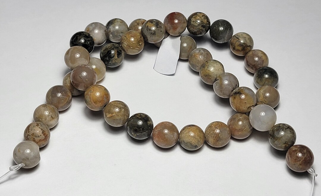 Strand of Coprolite Beads About 10mm Fossil DINOSAUR POOP Jurassic 56. ...