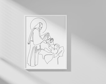 One Line Drawing Christ - Etsy