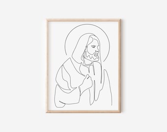One Line Drawing Christ - Etsy