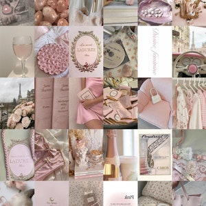100 PCS Pink Parisian Wall Collage Kit Pink Aesthetic Photo Collage ...