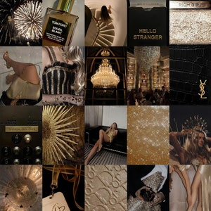 80 PCS Gold Boujee Wall Photo Collage Golden Wall Collage Boujee Dark ...