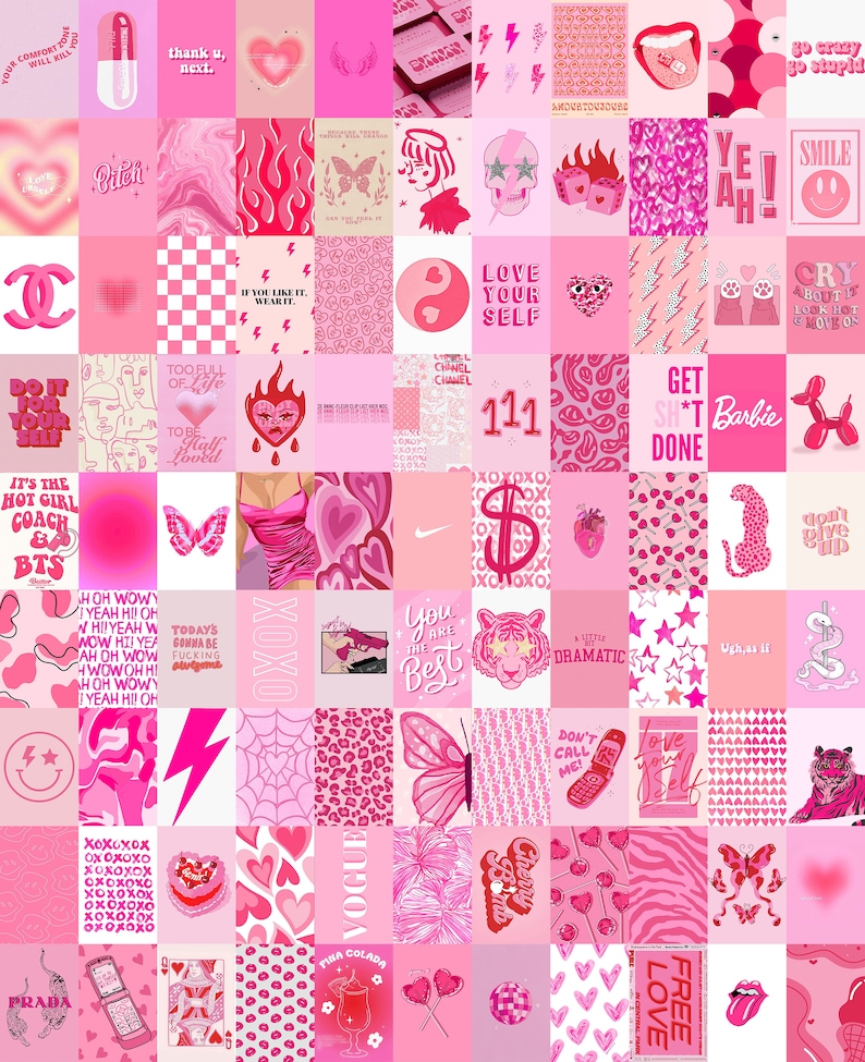 100 stuks Roze Preppy Wall Collage Kit Roze Poster Collage - Etsy Nederland