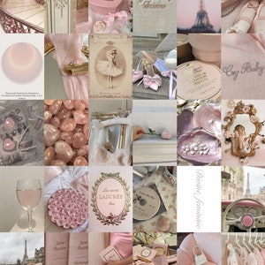 100 PCS Pink Parisian Wall Collage Kit Pink Aesthetic Photo Collage ...