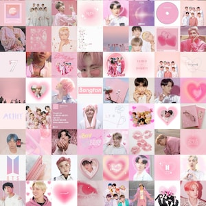 80 PCS BTS Pink Wall Poster Prints BTS Poster Print Collage Army Wall ...
