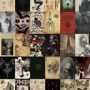 120 PCS Vintage Goth Wall Collage Kit Gothic Aesthetic Photo Collage ...
