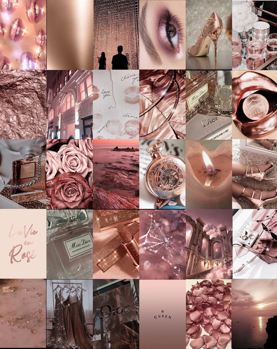 100 Pcs Rose Gold Wall Collage Kit Dusty Rose Pink Art Etsy