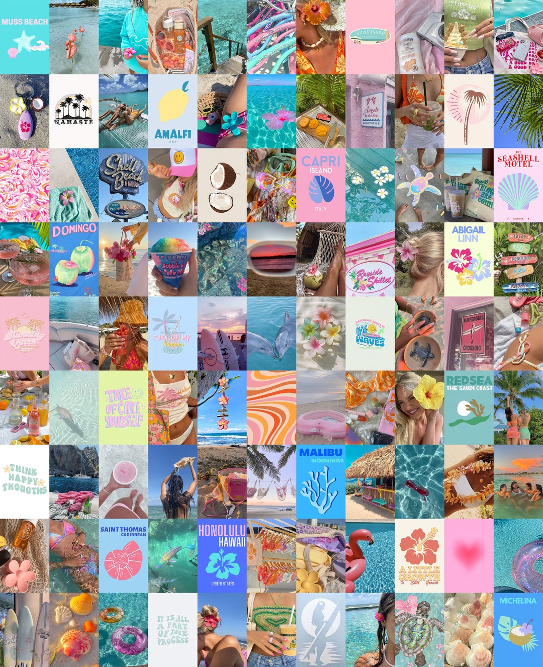 100 PCS Coconut Girl Aesthetic Wall Collage Summer Beach Vibe Photo ...