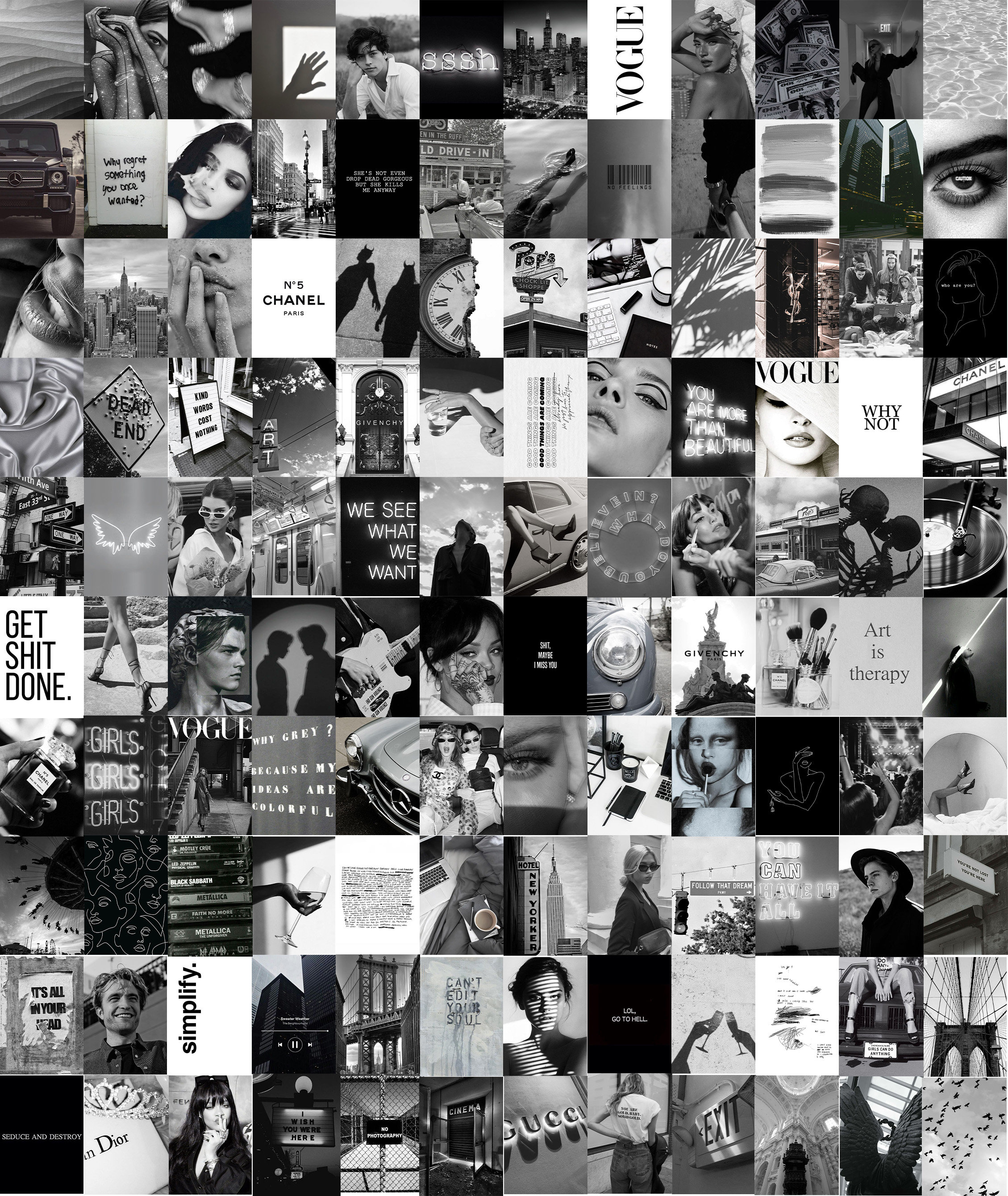120 PCS / Collage de pared Boujee blanco y negro / Collage de - Etsy México