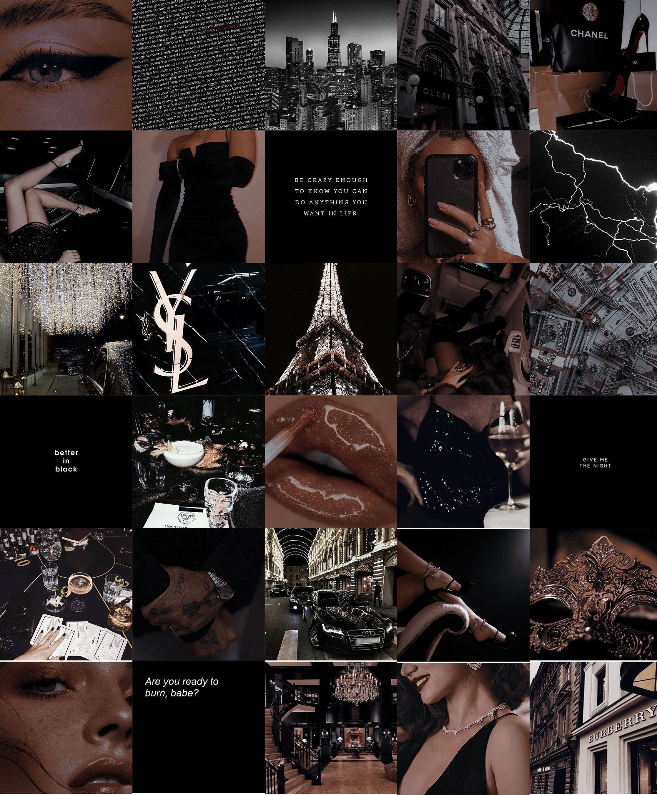 100 PCS Dark Boujee Wall Collage Kit Dark Aesthetic Photo - Etsy