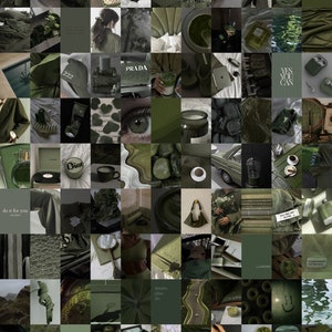 100 PCS Olive Green Photo Collage Kit Green Photo Collage Dark Green ...
