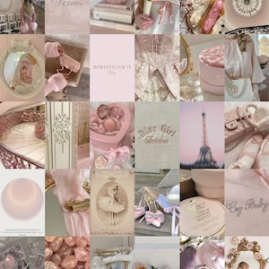 100 PCS Pink Parisian Wall Collage Kit Pink Aesthetic Photo Collage ...