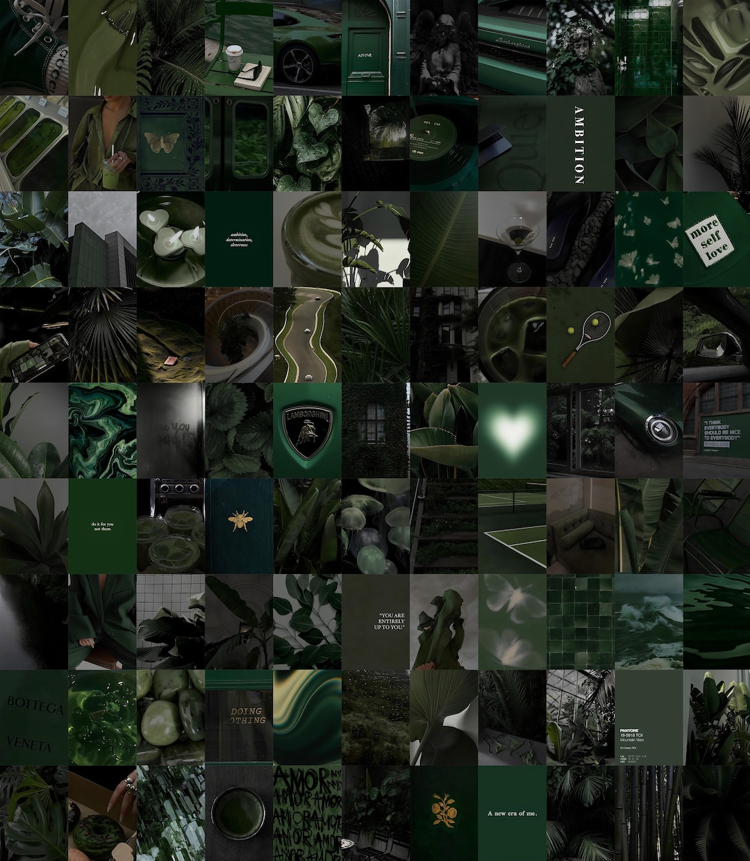 100 PCS Forest Green Wall Photo Collage Green Aesthetic Wall Collage ...