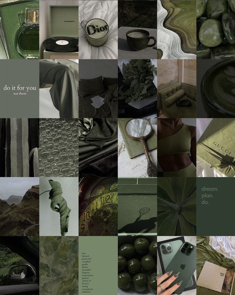 100 PCS Olive Green Photo Collage Kit Green Photo Collage - Etsy