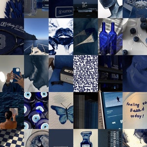 100 PCS Navy Blue Wall Collage Kit Blue Photo Collage Prints Royal Blue ...