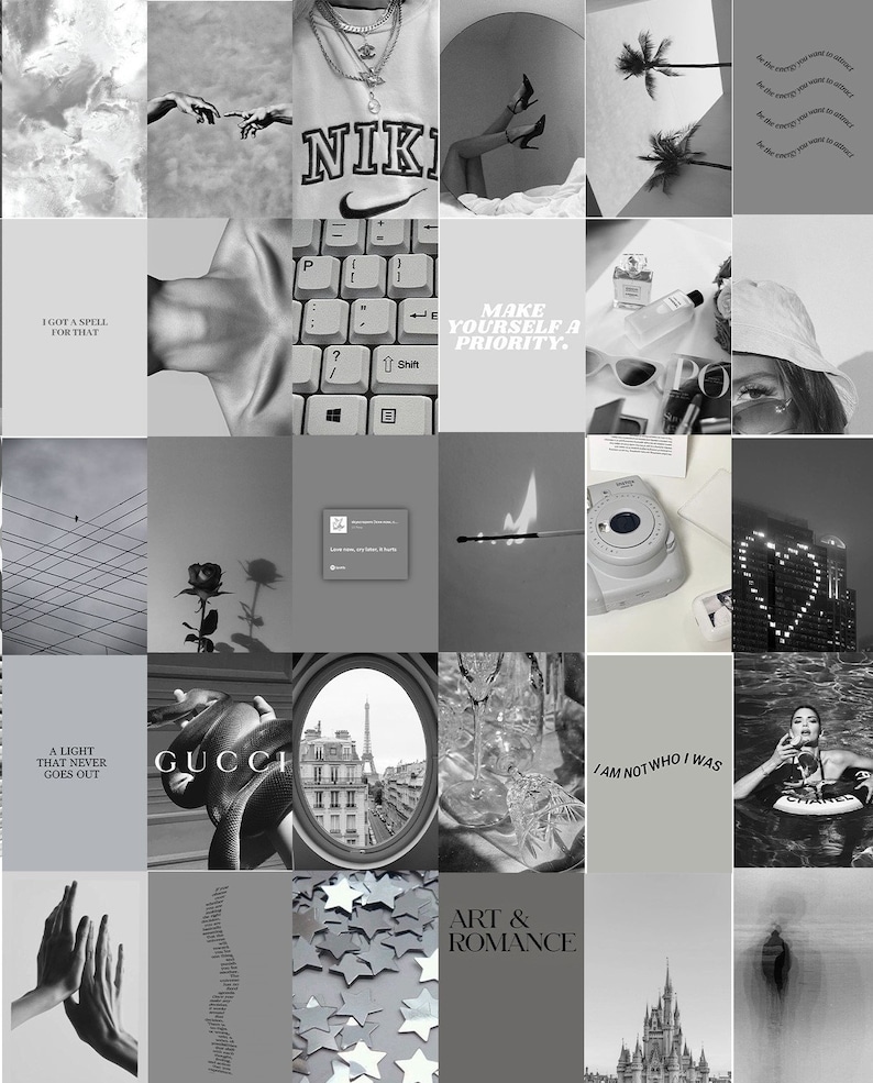 108 PCS Grey Wall Collage Kit Grey Aesthetic Photo Collage - Etsy