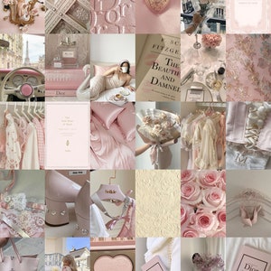100 PCS Pink Parisian Wall Collage Kit Pink Aesthetic Photo Collage ...