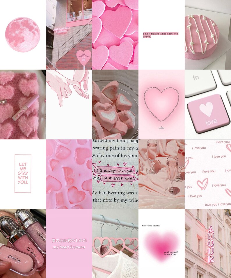 80 PCS Pink Lovecore Wall Collage Kit Pink Preppy Photo - Etsy