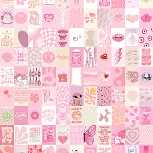 100 PCS Pink Danish Poster Prints Danish Aesthetic Wall Photo Collage ...