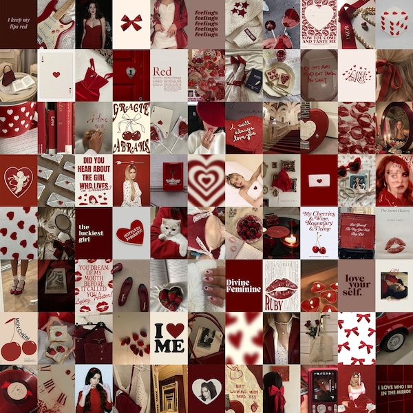 Red Wall Collage Kit - Etsy