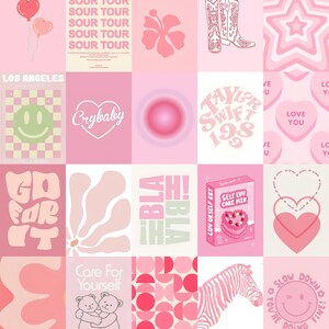 100 PCS Pink Danish Poster Prints Danish Aesthetic Wall Photo Collage ...