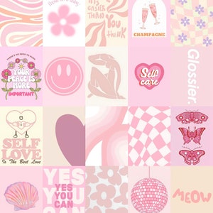 100 PCS Pink Danish Poster Prints Danish Aesthetic Wall Photo Collage ...