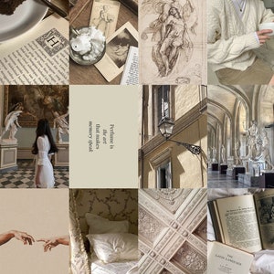 108 PCS Light Academia Wall Collage Kit Neutral Aesthetic Photo Collage ...