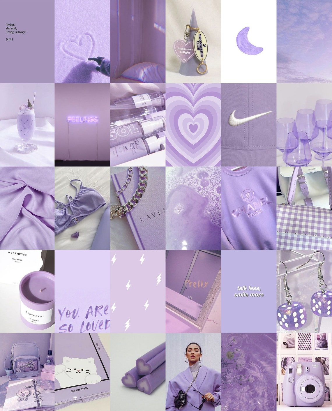 100 PCS Purple Aesthetic Wall Collage Kit Pastel Purple - Etsy