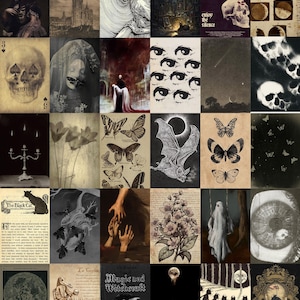 120 PCS Vintage Goth Wall Collage Kit Gothic Aesthetic Photo Collage ...