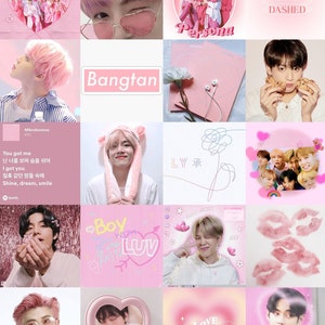 80 PCS BTS Pink Wall Poster Prints BTS Poster Print Collage Army Wall ...