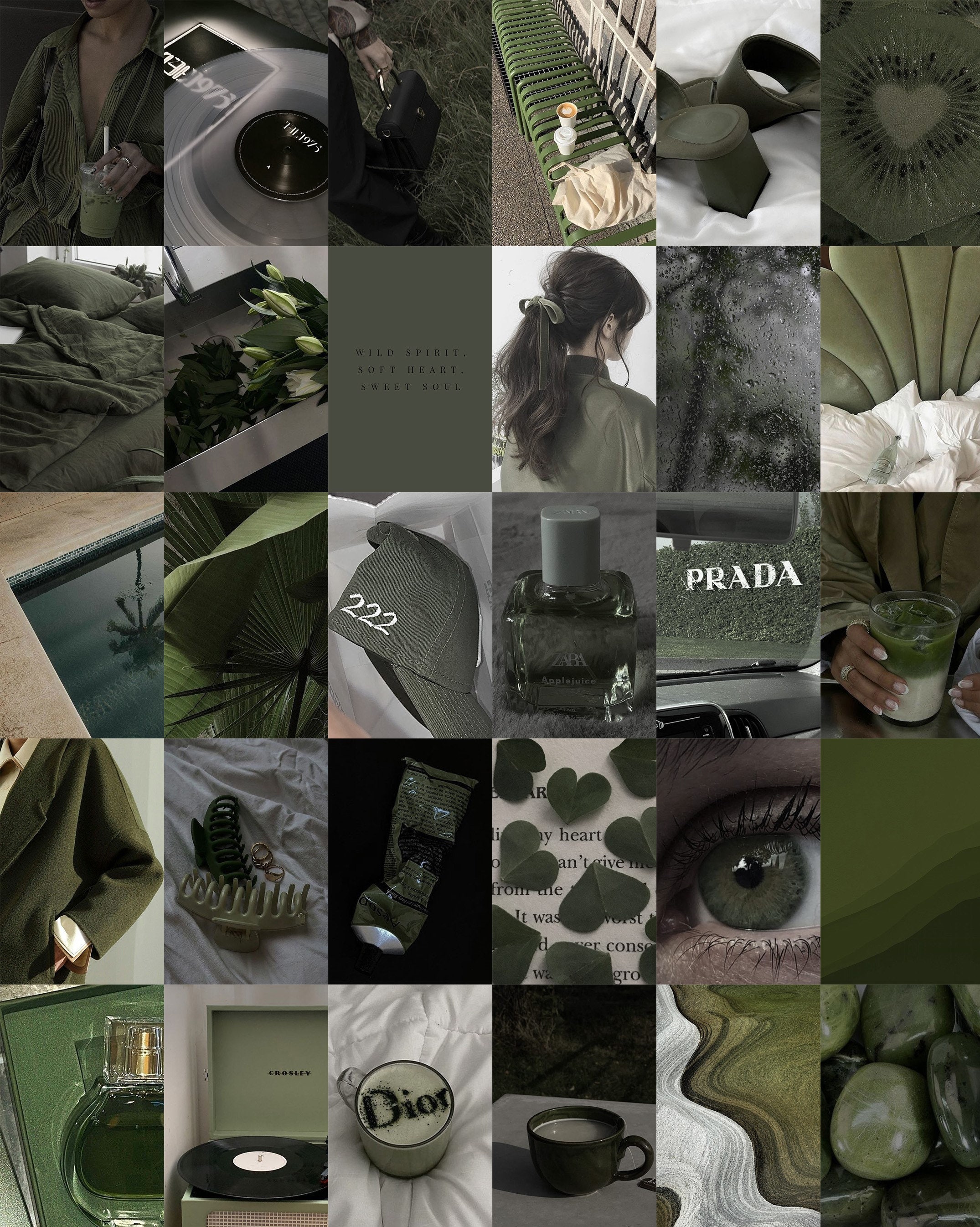 100 PCS Olive Green Photo Collage Kit Green Photo Collage - Etsy