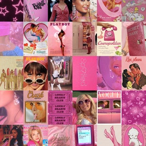 100 PCS Y2k Aesthetic Wall Collage Kit 2000's Vibe Photo Collage Pink ...