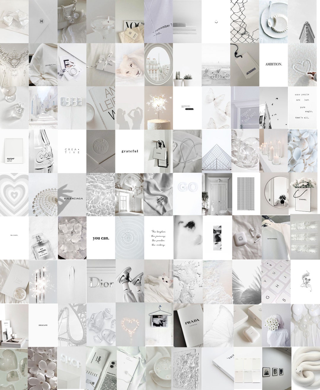 100 PCS White Wall Collage Kit White Clean Aesthetic Photo Collage ...