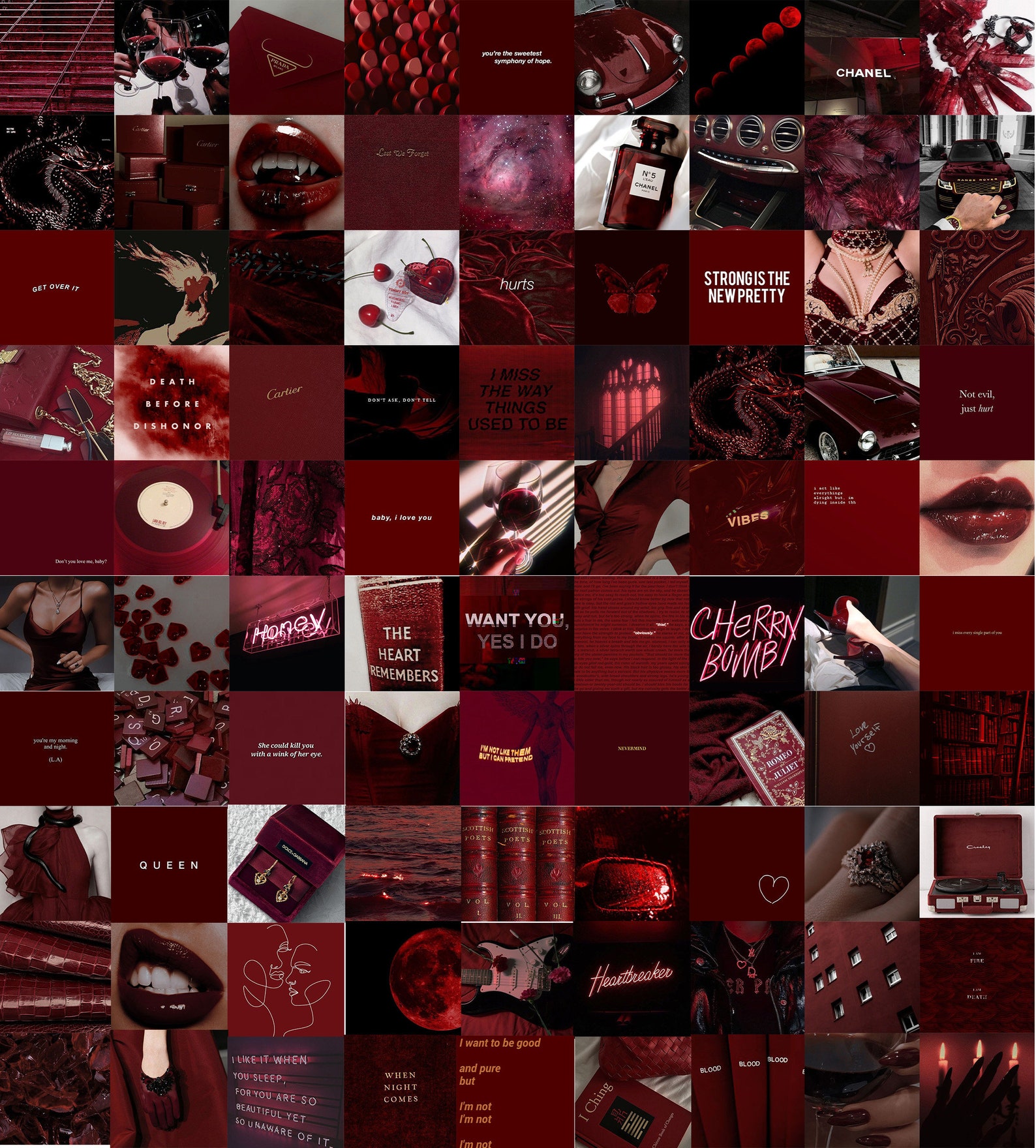 90 PCS Dark Red Wall Collage Kit Burgandy Aesthetic Photo - Etsy