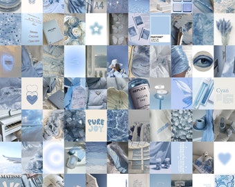 100 PCS Navy Blue Wall Collage Kit Blue Photo Collage Prints Royal Blue ...