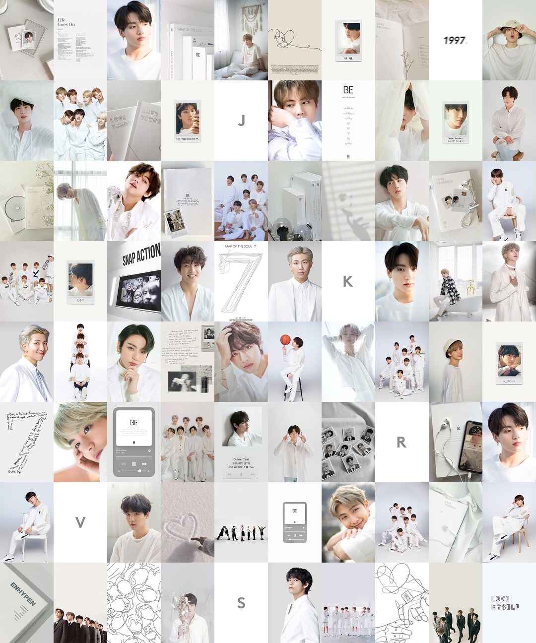 80 PCS BTS White Wall Collage Kit BTS K-pop Aesthetic Photo Collage ...