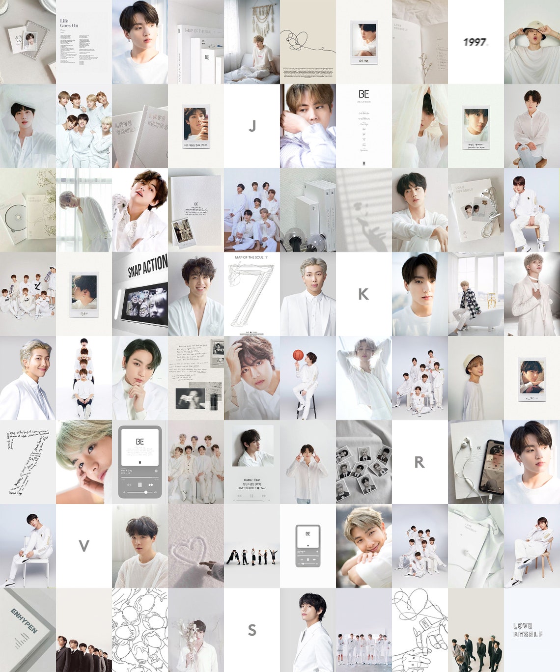 80 PCS / BTS White Wall Collage Kit / BTS K-pop Aesthetic - Etsy México