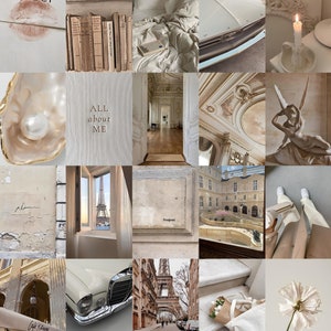 100 PCS Parisian Wall Photo Collage Beige Wall Collage Kit Neutral Photo Collage Print Parisian ...