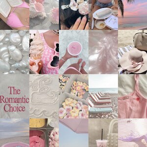 80 PCS Summer Aesthetic Wall Collage Kit Soft Pink Beach Wall Collage ...
