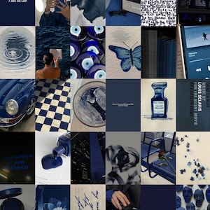 100 PCS Navy Blue Wall Collage Kit Blue Photo Collage Prints Royal Blue ...