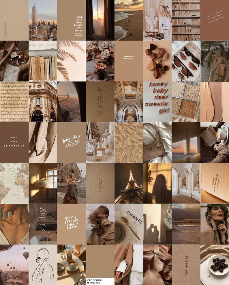 Boujee Aesthetic Neutral Wall Collage Kit Nude Brown Bronze Etsy