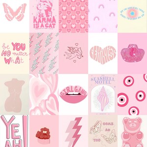 100 PCS Pink Danish Poster Prints Danish Aesthetic Wall Photo Collage ...