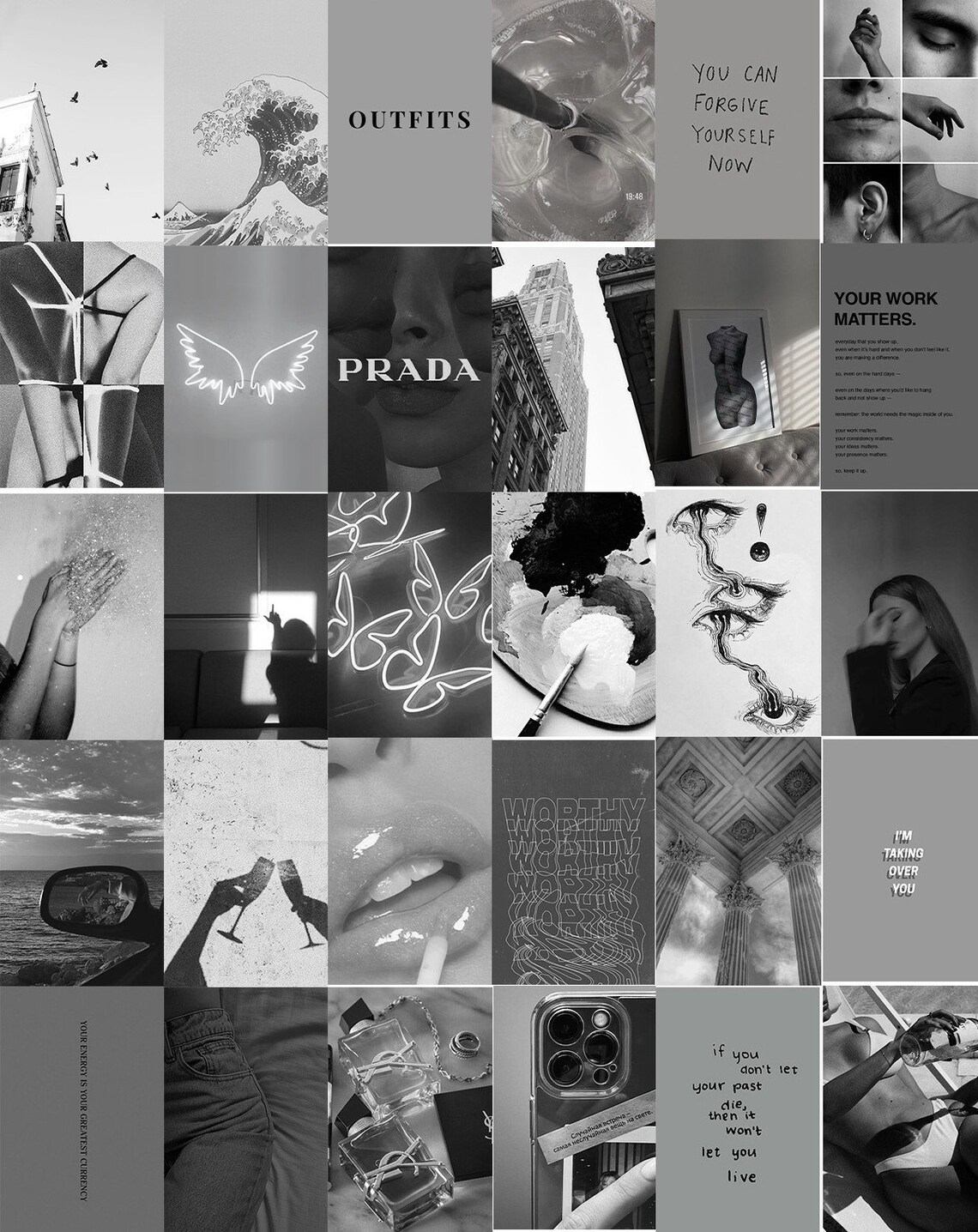 108 PCS Grey Wall Collage Kit Grey Aesthetic Photo Collage - Etsy