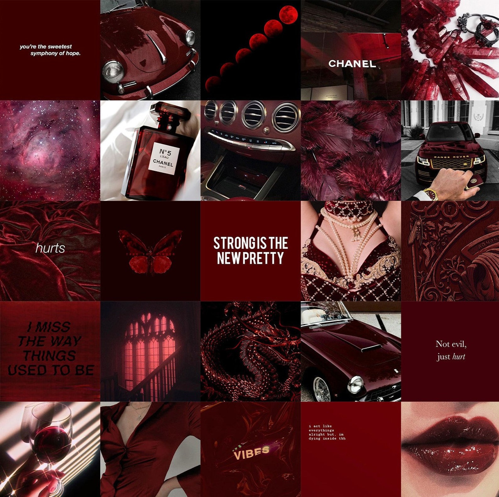 90 PCS Dark Red Wall Collage Kit Burgandy Aesthetic Photo - Etsy