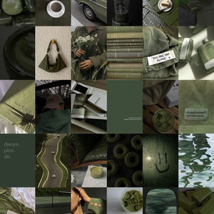 100 PCS Olive Green Photo Collage Kit Green Photo Collage Dark Green ...