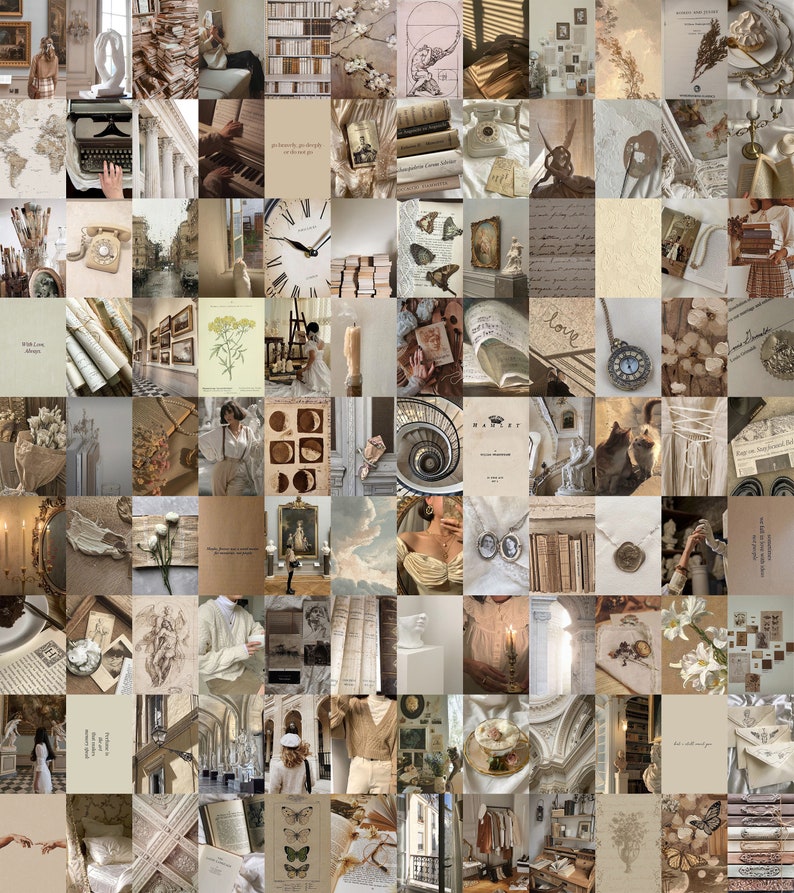 108 PCS Light Academia Wall Collage Kit Neutral Aesthetic - Etsy
