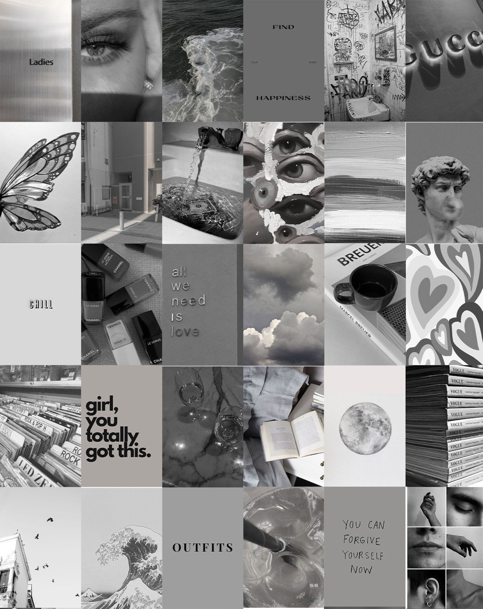 108 PCS Grey Wall Collage Kit Grey Aesthetic Photo Collage - Etsy