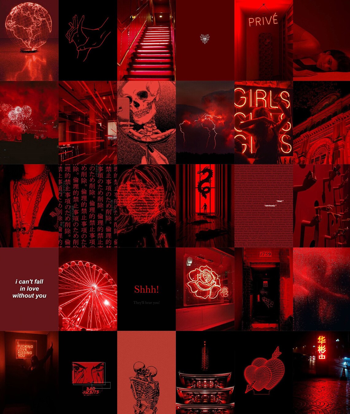 100 PCS Dark Red Wall Collage Kit Red Aesthetic Photo - Etsy