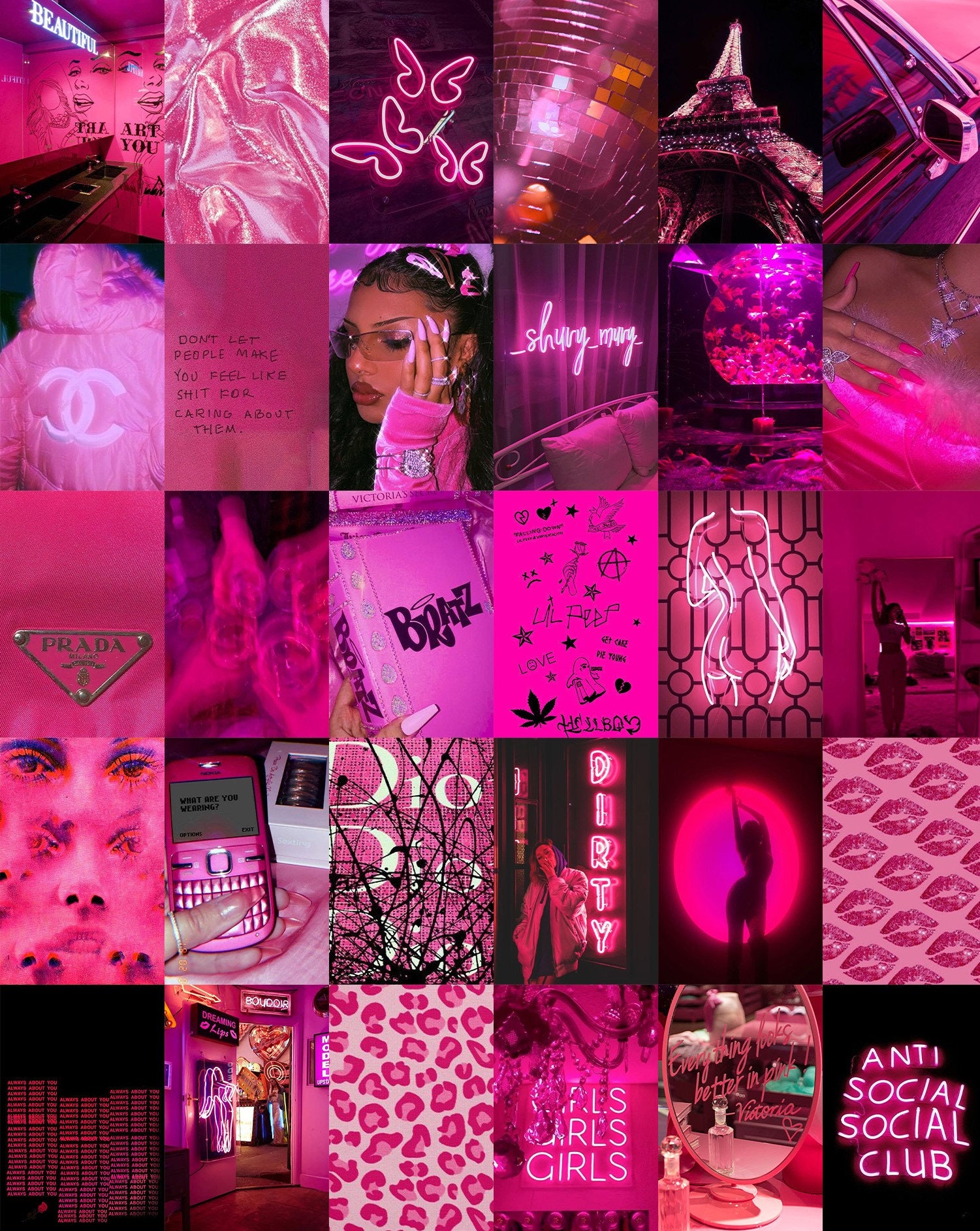 110 PCS Hot Pink Boujee Wall Collage Kit Neon Pink - Etsy 110 PCS Hot Pink Boujee Wall Collage Kit Neon Pink - Etsy
